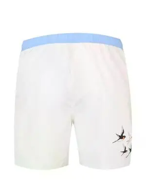EXIT SOCIETY Bird-print Drawstring Swim Shorts