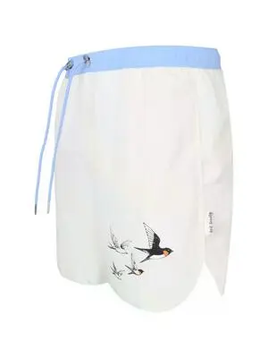 EXIT SOCIETY Bird-print Drawstring Swim Shorts