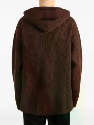 UMA WANG Ribbed-knit Zip-up Hoodie