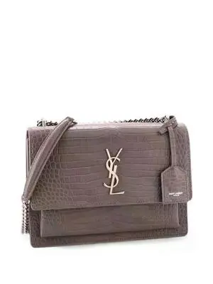 Saint Laurent Sunset Crocodile Embossed Leather Medium Crossbody Bag