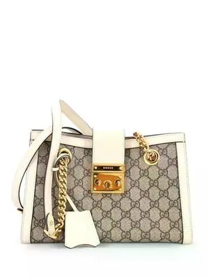 Gucci Padlock Chain Tote Gg Coated Canvas Shoulder Bag - Brown