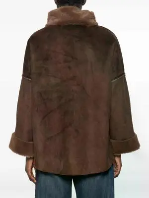 COLLECTION PRIVEE? Shearling-trim Panelled Coat