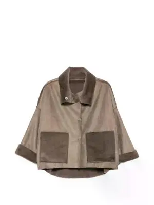 COLLECTION PRIVEE? Shearling-trim Panelled Coat - Brown