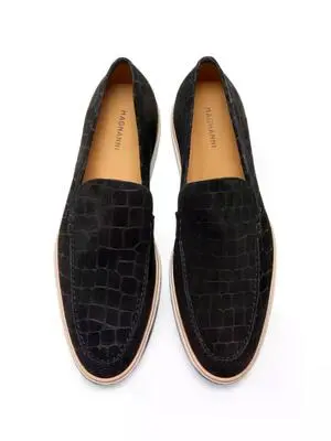 Magnanni Crocodile-effect Suede Loafers