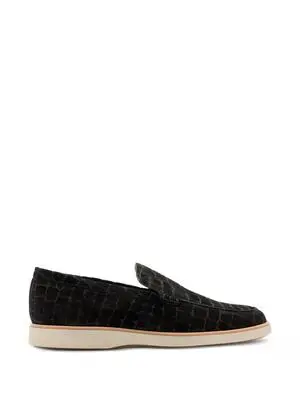 Magnanni Crocodile-effect Suede Loafers - Black