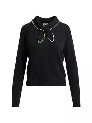 Essentiel Antwerp Faux Pearl-embellished Tie-detail Sweater - Black