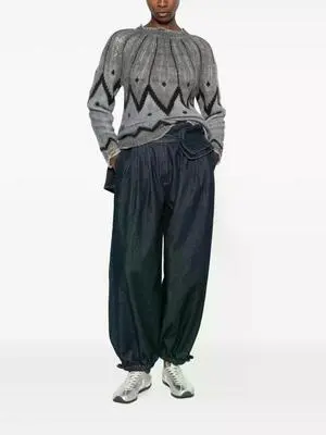 VIRGINIA BIZZI Intarsia-knit Crew-neck Sweater - Grey