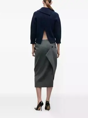 Victoria Beckham Asymmetric Draped Midi Skirt