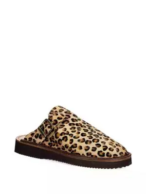 FRACAP Leopard-print Buckled Mules