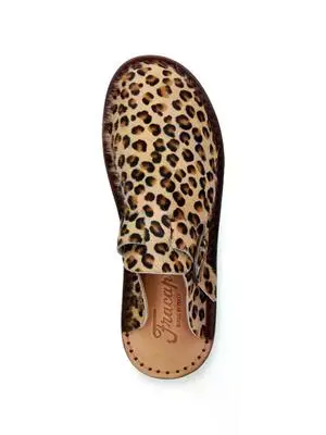 FRACAP Leopard-print Buckled Mules