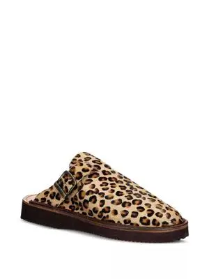 FRACAP Leopard Print Buckled Mules