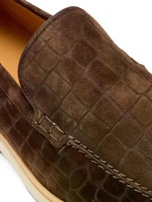 Magnanni Croc-effect Suede Loafers