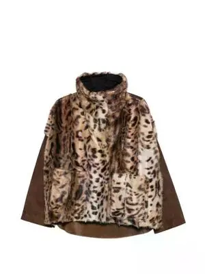 VIRGINIA BIZZI Leopard-print Reversible Jacket - Brown