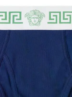 Versace Ribbed Cotton-jersey Briefs - Blue
