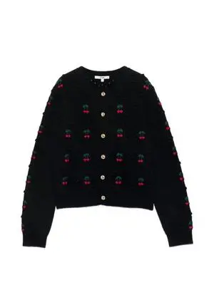 Maje Cherry-embroidered Cardigan - Blue