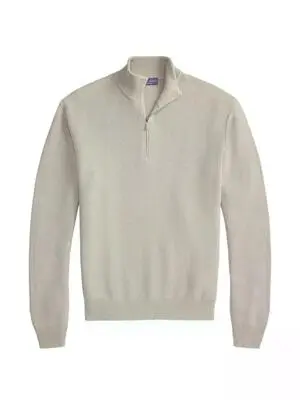 Ralph Lauren Purple Label Quarter-zip Waffle-knit Sweater - Neutrals