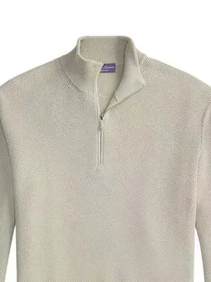 Ralph Lauren Purple Label Quarter-zip Waffle-knit Sweater - Neutrals