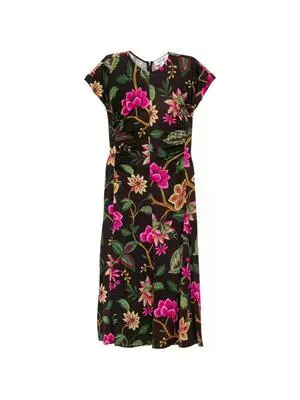 Diane Von Furstenberg Mavis Floral-print Ruched Dress - Brown