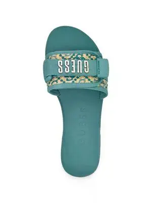 Guess Elyze Logo-plaque Woven-strap Flat Sandals
