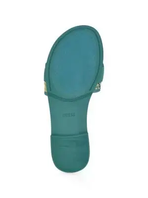 Guess Elyze Logo-plaque Woven-strap Flat Sandals