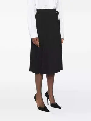 OTTOD'AME Pleated Tie-waist Midi Skirt