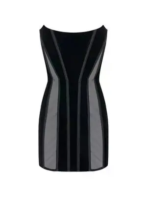 Elisabetta Franchi Mini Dress In Velvet And Tulle Fabrics - Black
