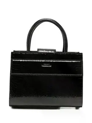 TWENTY FOURHAITCH Patent Python-effect Tote Bag - Black