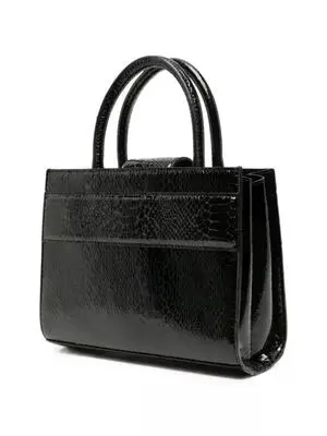 TWENTY FOURHAITCH Patent Python-effect Tote Bag - Black
