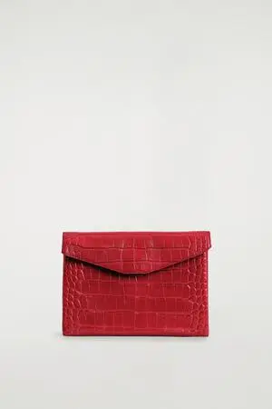 Cos Croc-effect Leather Envelope Pouch