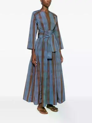 CO.GO Check-print Belted Maxi Dress
