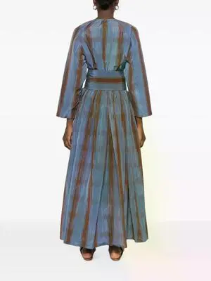 CO.GO Check-print Belted Maxi Dress