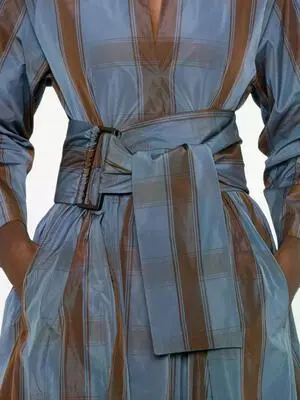 CO.GO Check-print Belted Maxi Dress