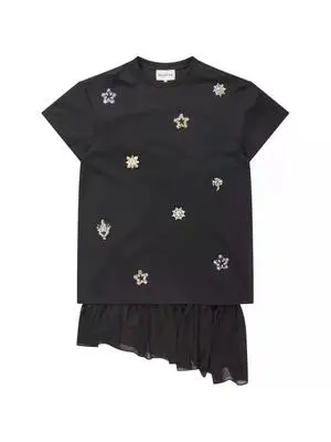 Munthe Crystal-embellished Ruffled T-shirt - Black