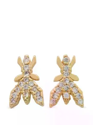 Patrizia Pepe Fly Motif Crystal-embellished Earrings - Gold