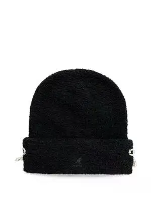 KANGOL Pearl-embellished Bouclé Beanie Hat - Black