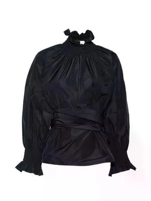CO.GO Ruffled High-neck Top - Black