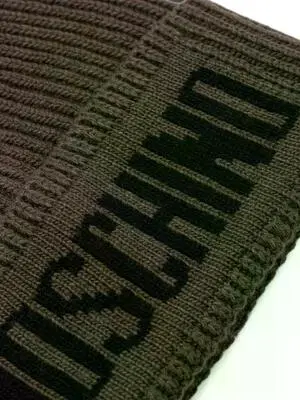 Moschino Logo-intarsia Ribbed-knit Beanie Hat