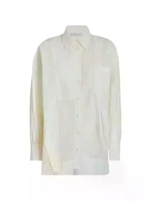 High Asymmetric Pintuck-detail Shirt - White