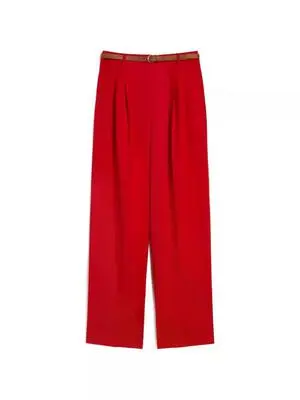 Max Mara Bacio Belted Pleated Trousers - Red