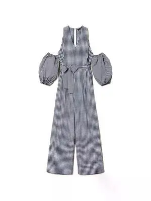 TWINSET Gingham Balloon-sleeve Jumpsuit