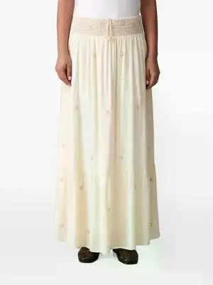 HOSS INTROPIA Roxana Bead-embellished Tiered Maxi Skirt - Neutrals