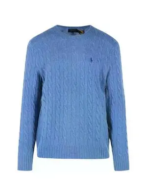 Polo Ralph Lauren Cable-knit Embroidered-logo Sweater - Blue