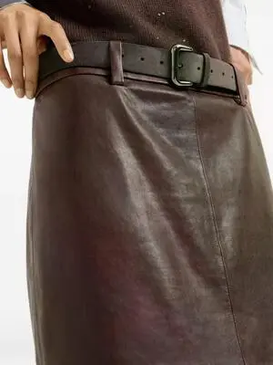 Brunello Cucinelli Polished Nappa Leather Pencil Skirt