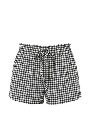 Xirena Gingham-print Ruffled Shorts - Black