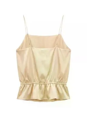 REFORMATION Fiorenzo Peplum-hem Silk Top - Neutrals