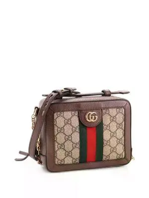 Gucci Ophidia Zip Around Camera Bag Gg Coated Canvas Mini Shoulder Bag