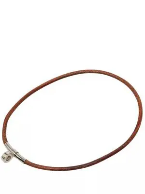 Hermès 1990-2000 Leather Kite Choker Necklace Costume Necklace - Brown