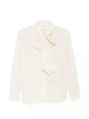 MAISON123 Pussy-bow Broderie Anglaise Shirt - Neutrals