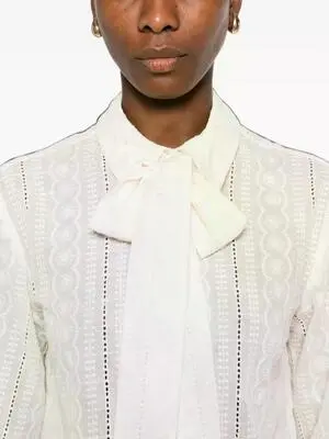MAISON123 Pussy-bow Broderie Anglaise Shirt