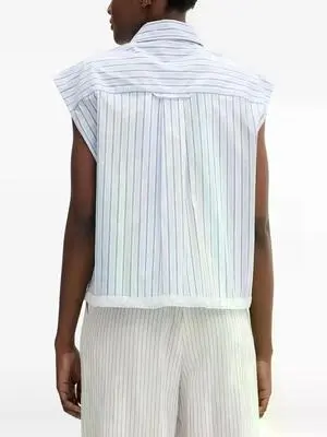 ISABELLE BLANCHE Lace-trim Striped Sleeveless Shirt